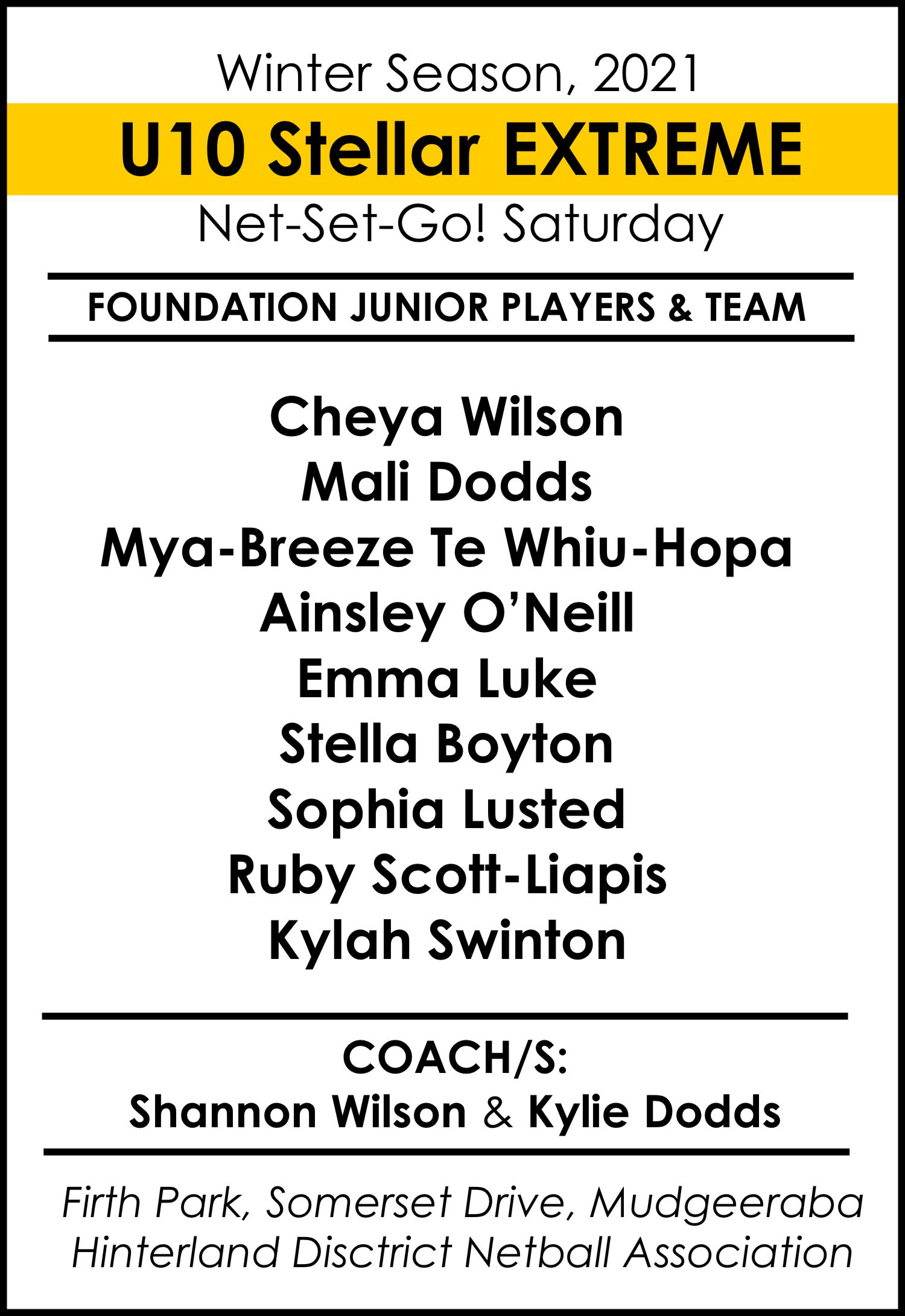 Team Stellar Junior Team Lists - Team Stellar